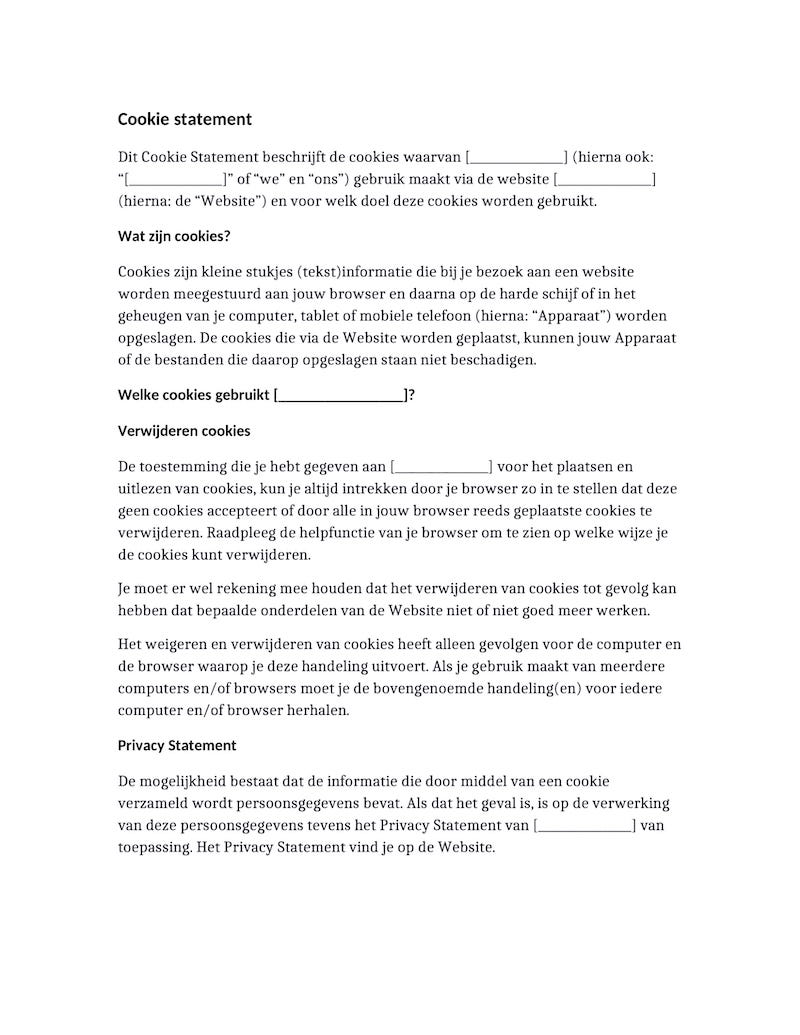 Maak zelf een cookie statement - ARAG Adviestool